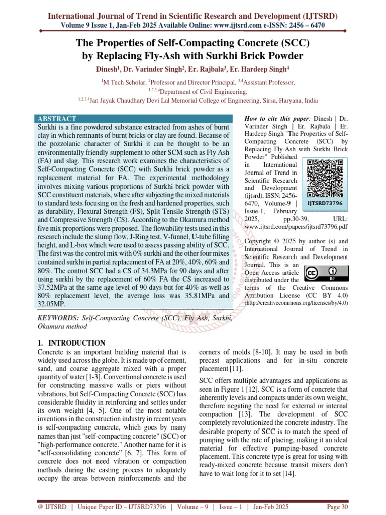 The Properties of Self Compacting Concrete SCC by Replacing Fly Ash ...