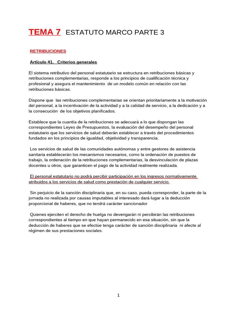 Resumen Mio TEMA 7 ESTATUTO MARCO PARTE 3 | PDF | Tiempo de trabajo | Acoso sexual