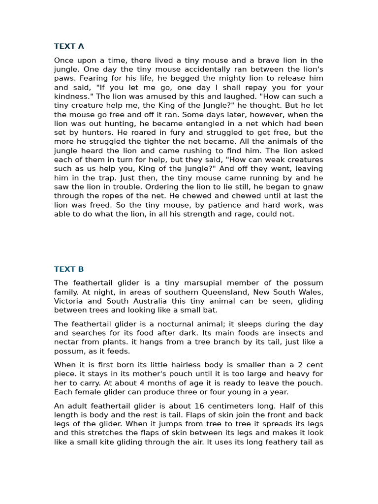 Practice - Text Type Analysis Texts | PDF | Zoology