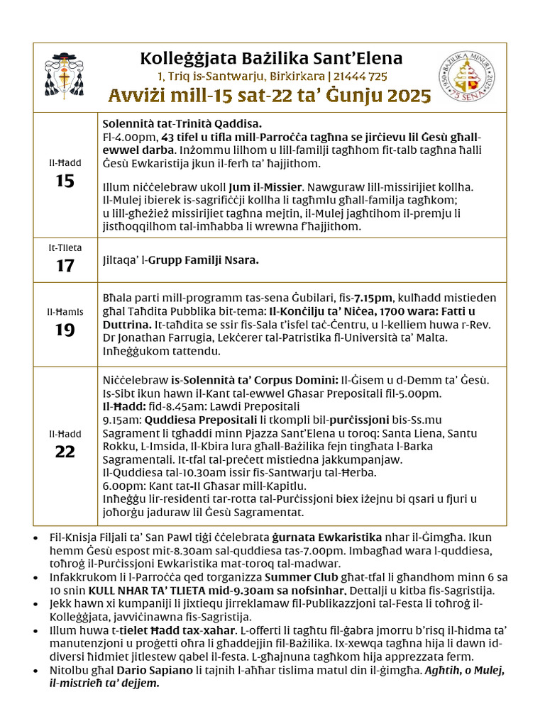 Avvizi 22 Ta' Ġunju 2025 | PDF