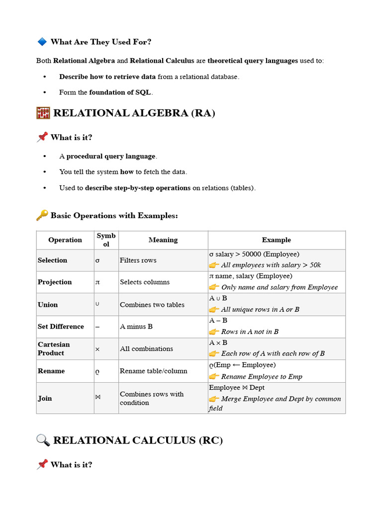 Relational Algebra and Relational Calculus | PDF | Relational Model | Mathematical Logic
