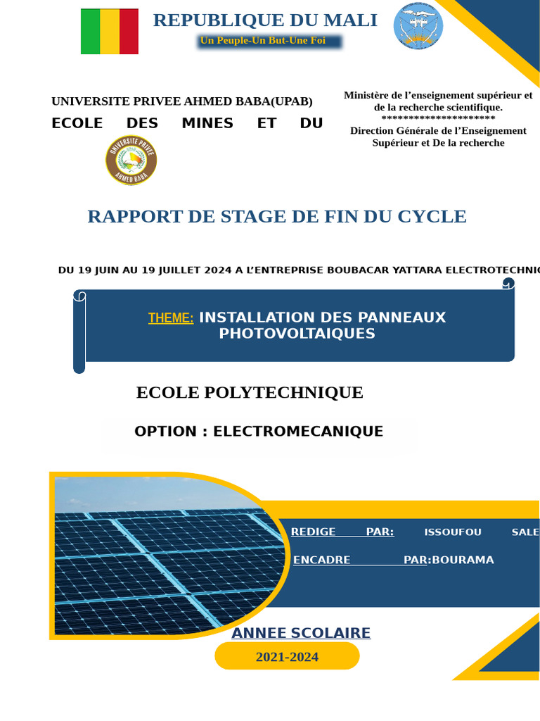 Rapport sur l'installation photovoltaïque | PDF | Énergie solaire ...