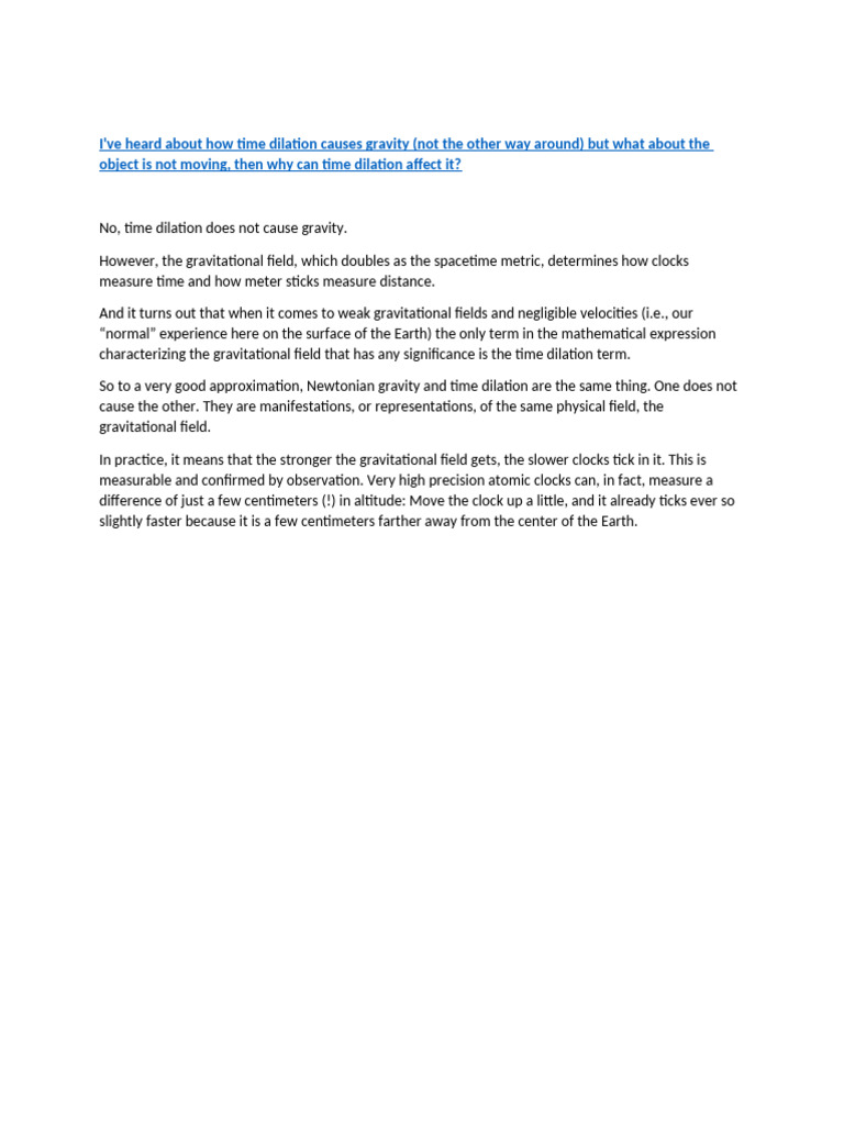 Time Dialation and Gravity | PDF