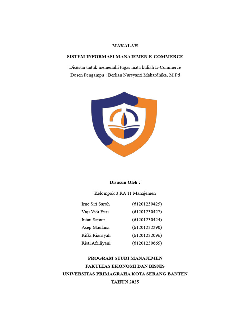 Makalah E-Commerce Kelompok 3 RA 11 Manajemen | PDF
