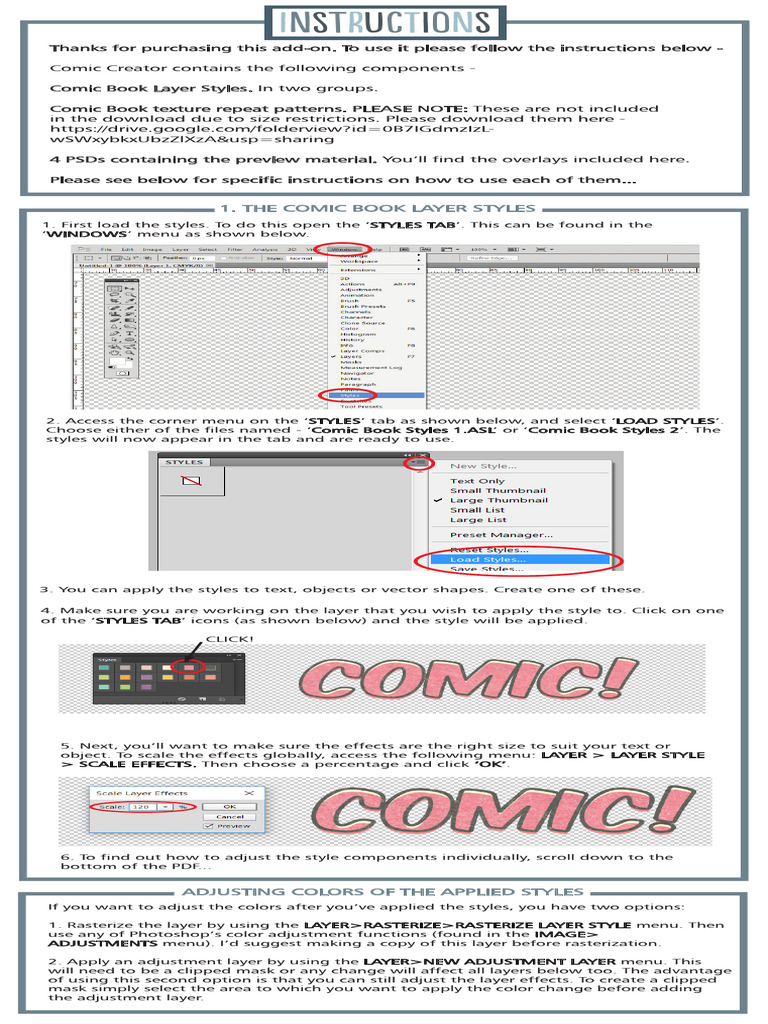 Comic Creator Instructions | PDF | Adobe Photoshop | Menu