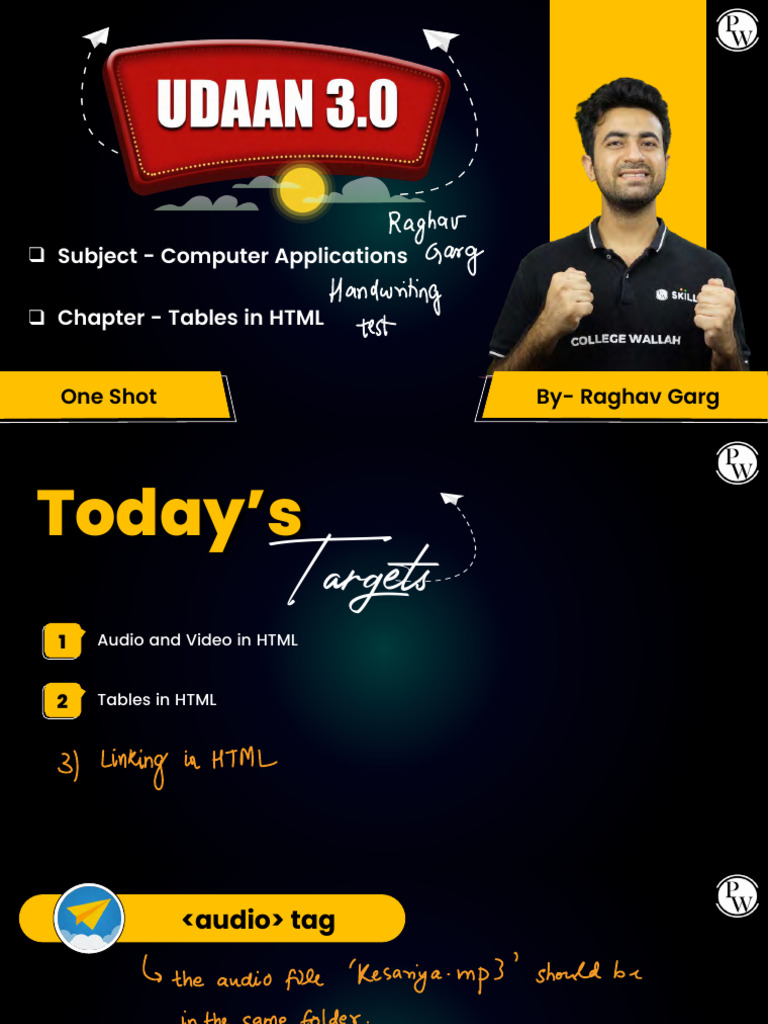 Tables in HTML 01 - Class Notes - Udaan 3.0 2024 | PDF