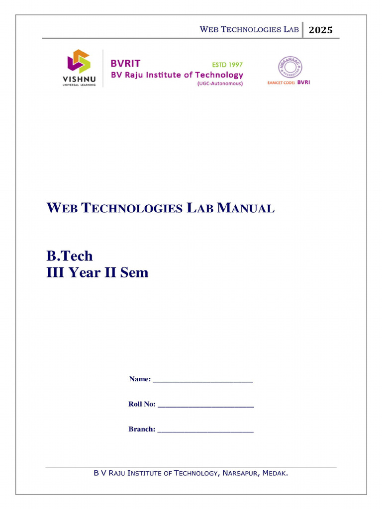 WT Lab Manual | PDF