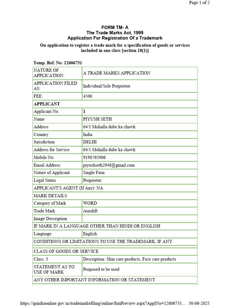 Piyush Trademark | PDF