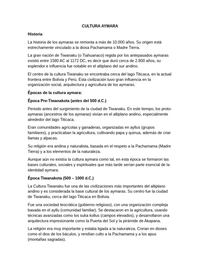 Historia y Cultura Aymara: Un Legado Ancestral | PDF | Imperio Inca | Ropa