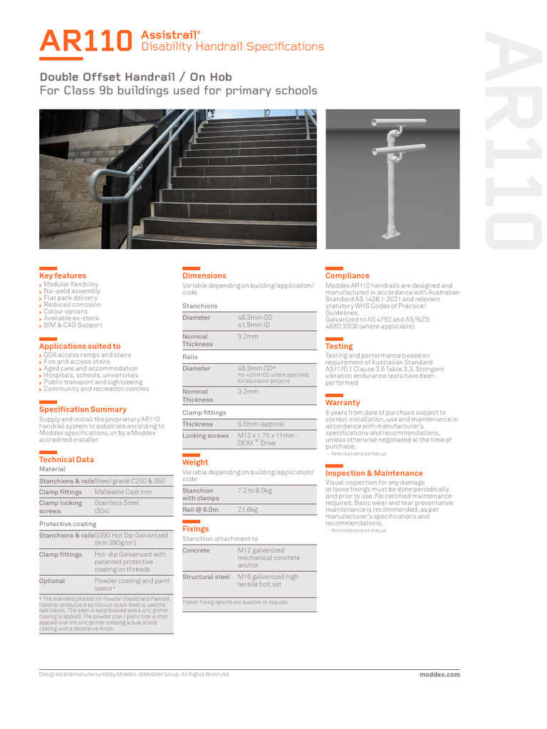 MDX Specifications Doc Assistrail AR110 | PDF | Galvanization | Screw