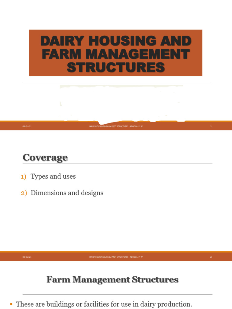 Dairy Housing and Farm Management Structures - Tabby Suepdf | PDF | Hay ...