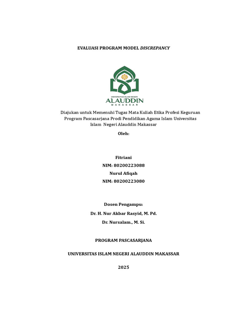 Evaluasi Program dengan Model Discrepancy | PDF