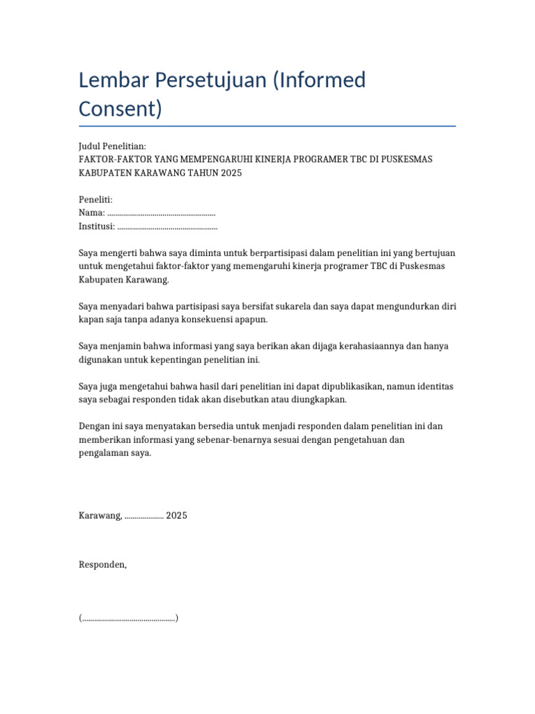 Informed Consent Kinerja Programer TBC Karawang 2025 | PDF
