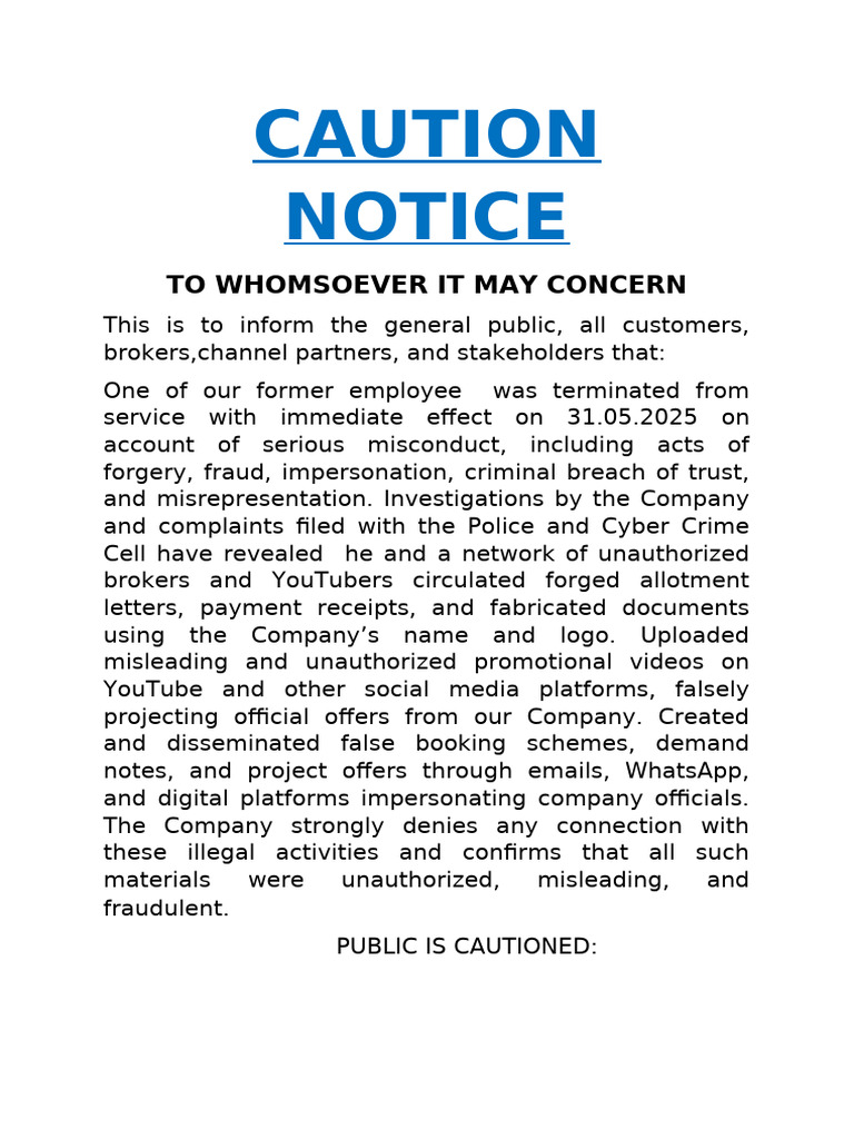 Caution Notice | PDF