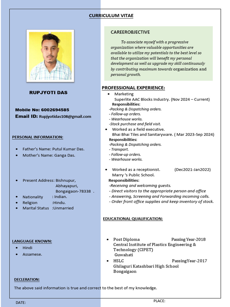 Rupjyoti Das CV | PDF