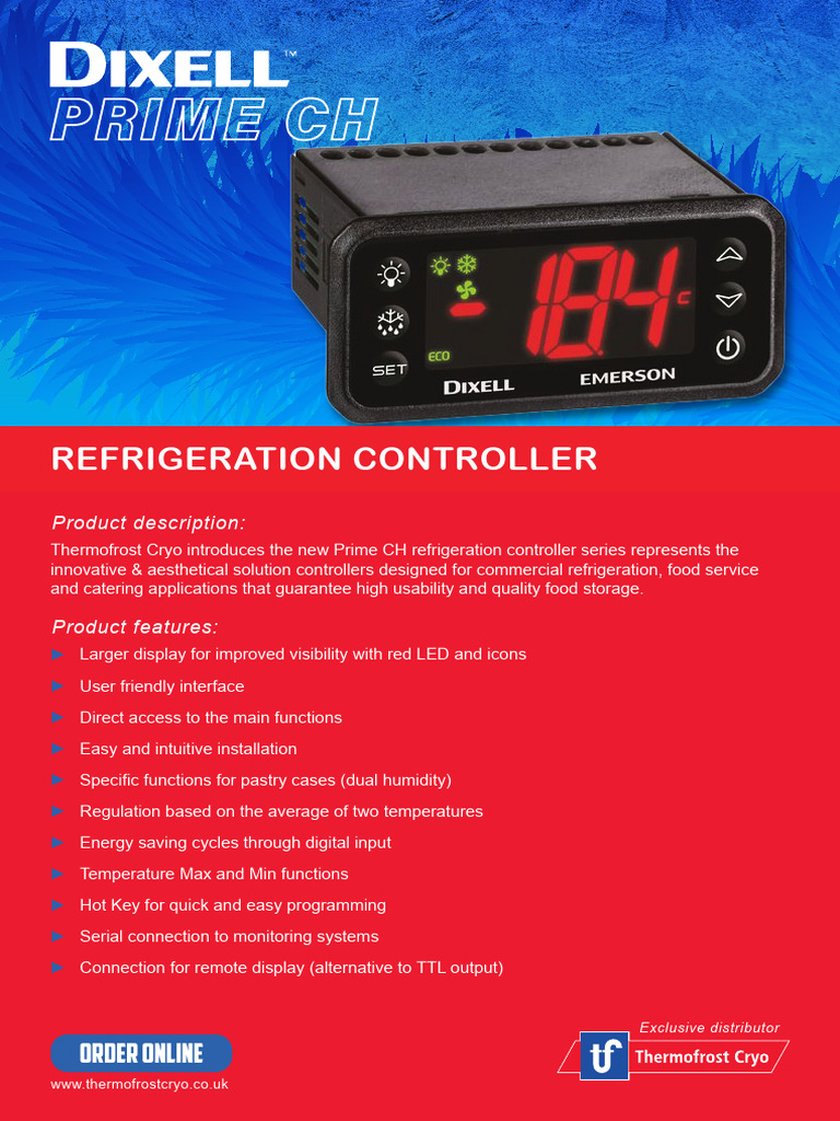 Dixell Prime CH Refrigeration Controller | PDF | Refrigeration ...