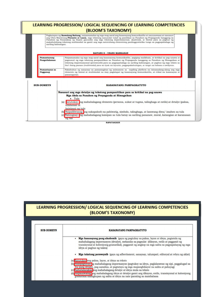 HO4c Learning Progression | PDF