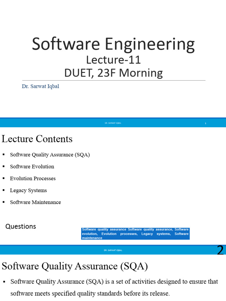 Lecture-11 Software Quality Assurance (15!04!2025) | PDF | Software ...