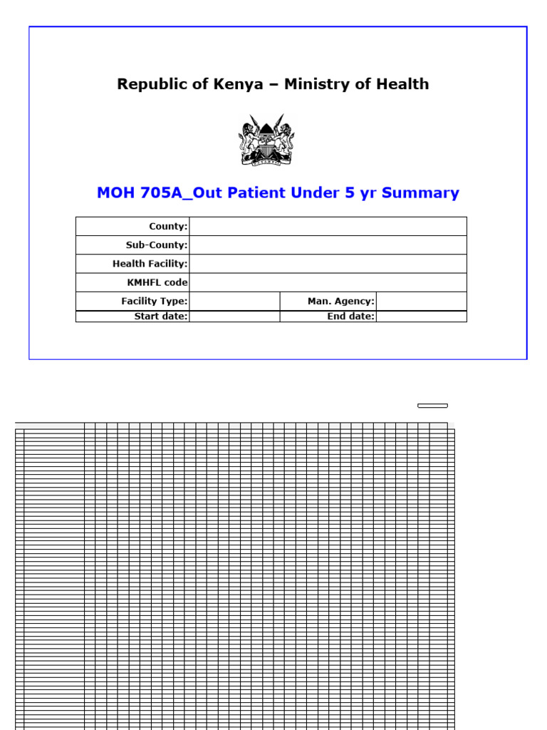 MOH 705A Outpatient Summary Report | PDF | Diarrhea | Infection