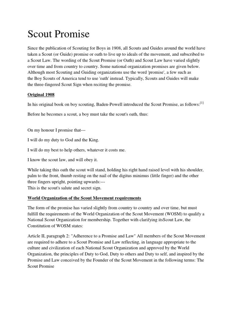 Scout Promise and Law Overview | PDF | Scouting | Outdoor Recreation ...