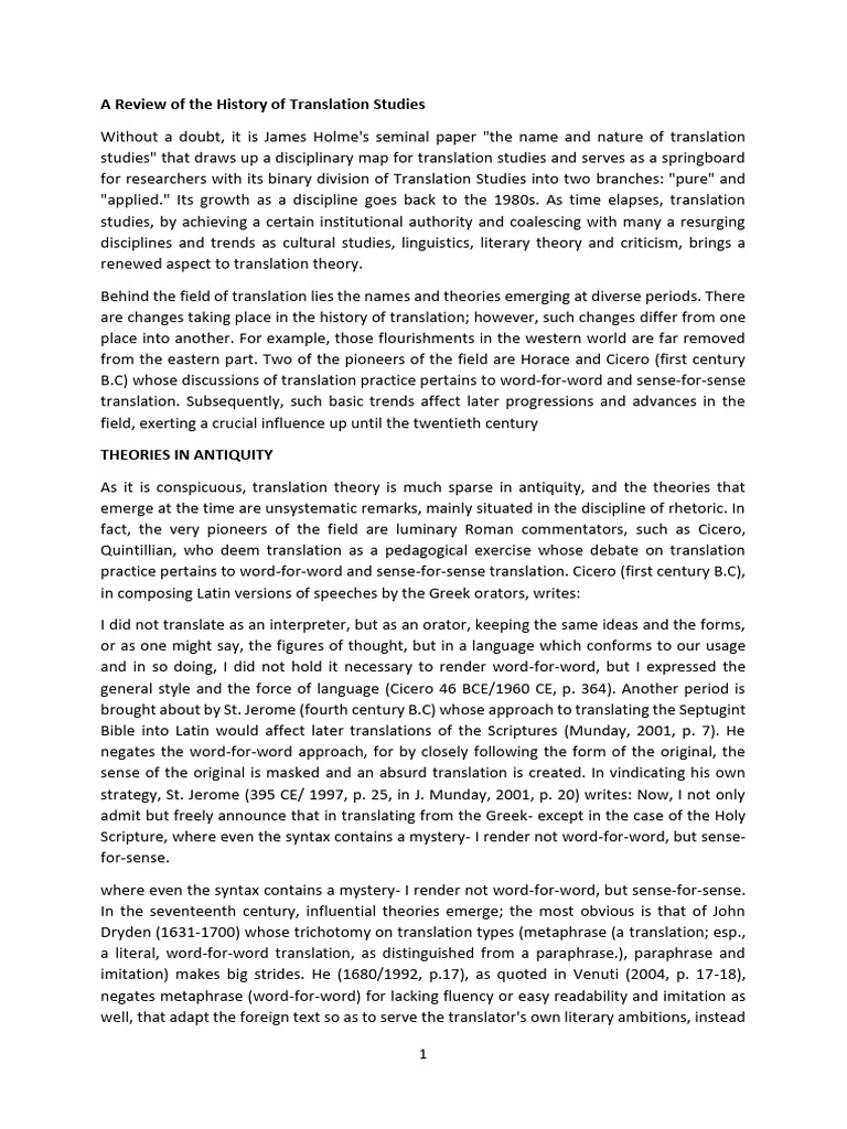 A Review of The History of Translation Studies | PDF | Translations ...