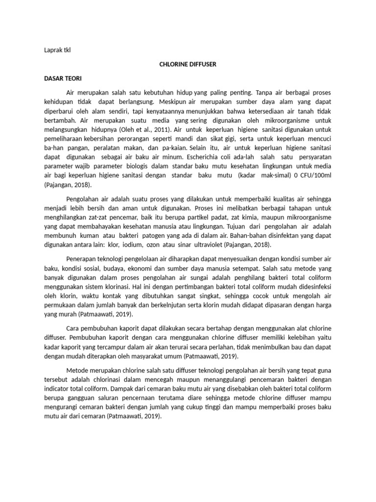 Teknologi Chlorine Diffuser untuk Air Bersih | PDF