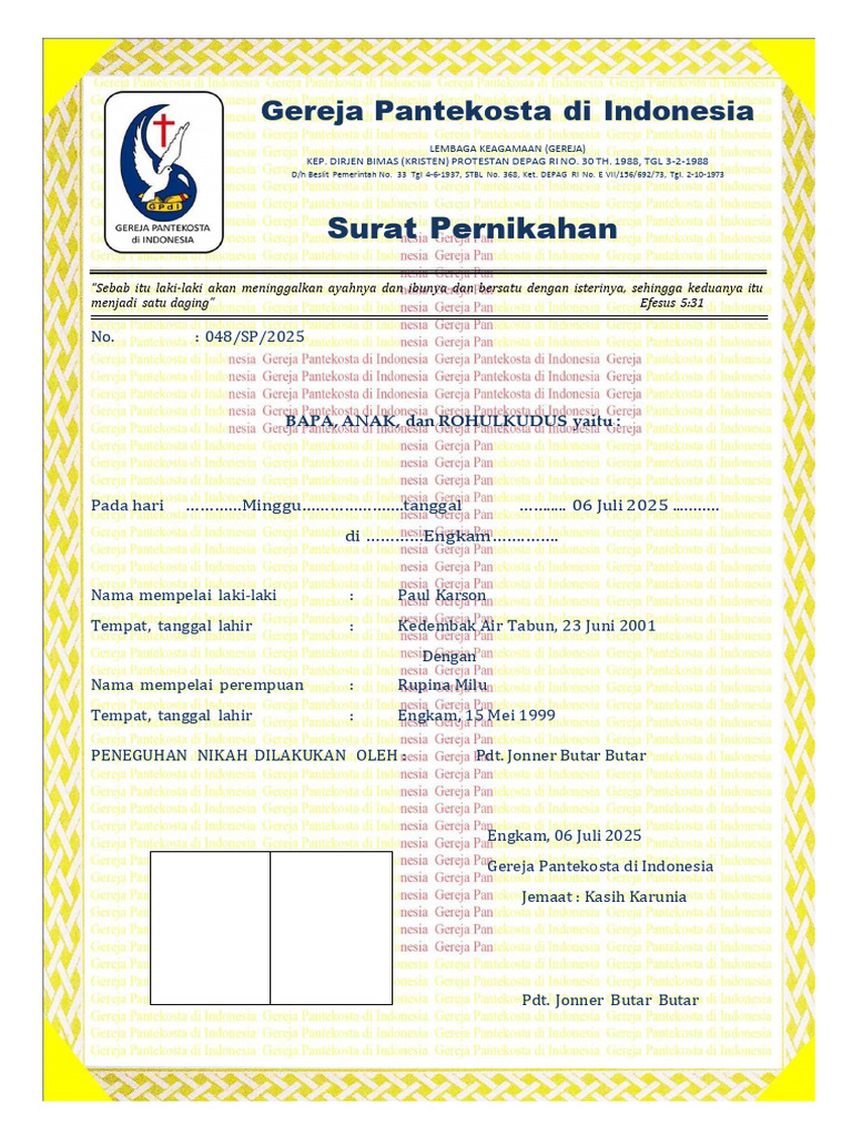 Blangko Surat Nikah-2 | PDF