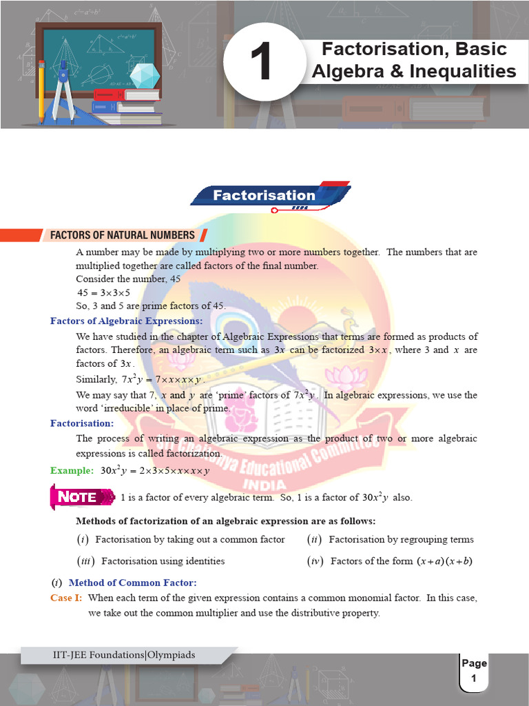 Factorisation Techniques in Algebra | PDF | Factorization | Mathematics