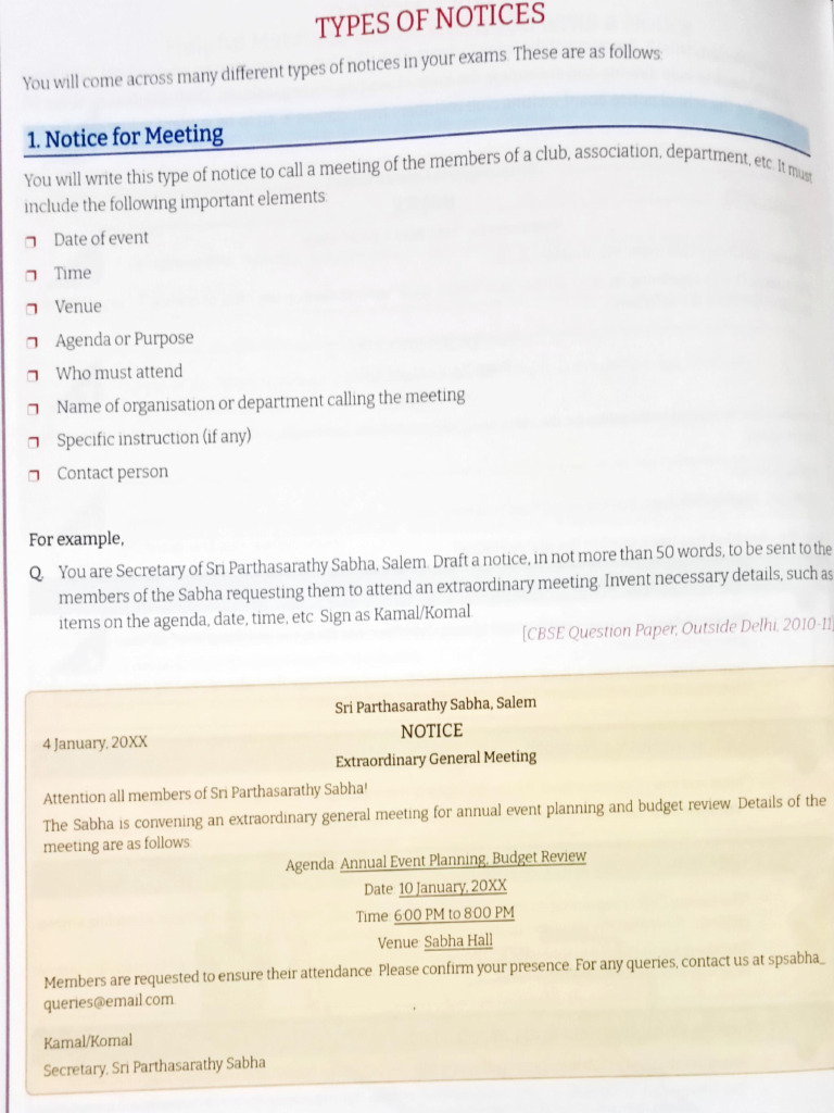 Guidelines and Worksheets of Notice Writing Invitation and Letter To ...