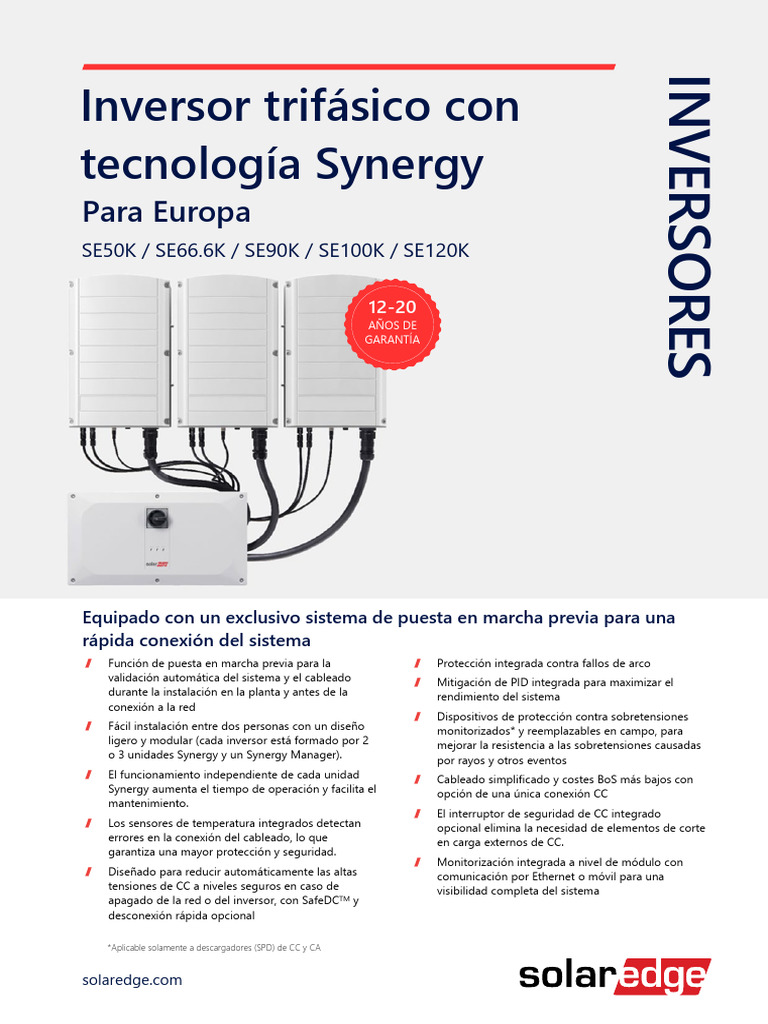 Se Three Phase Inverter With Synergy 400v 480v Datasheet SP | PDF ...
