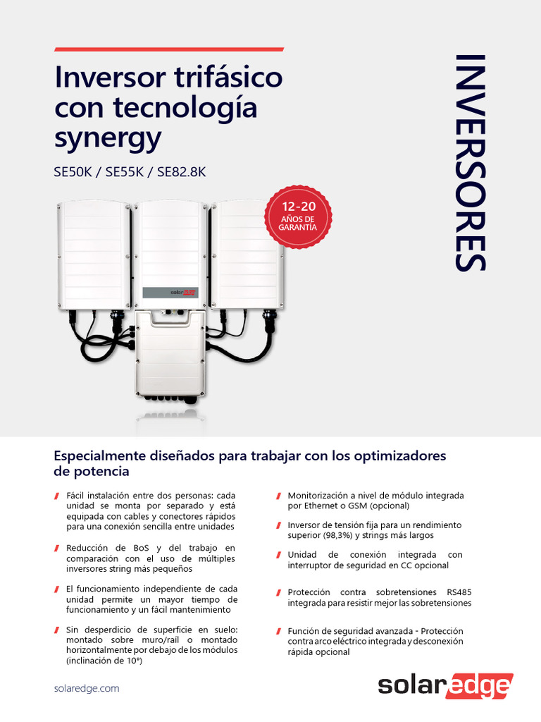 Inversores trifásicos SolarEdge SE50K/SE55K/SE82.8K | PDF | Inversor de ...
