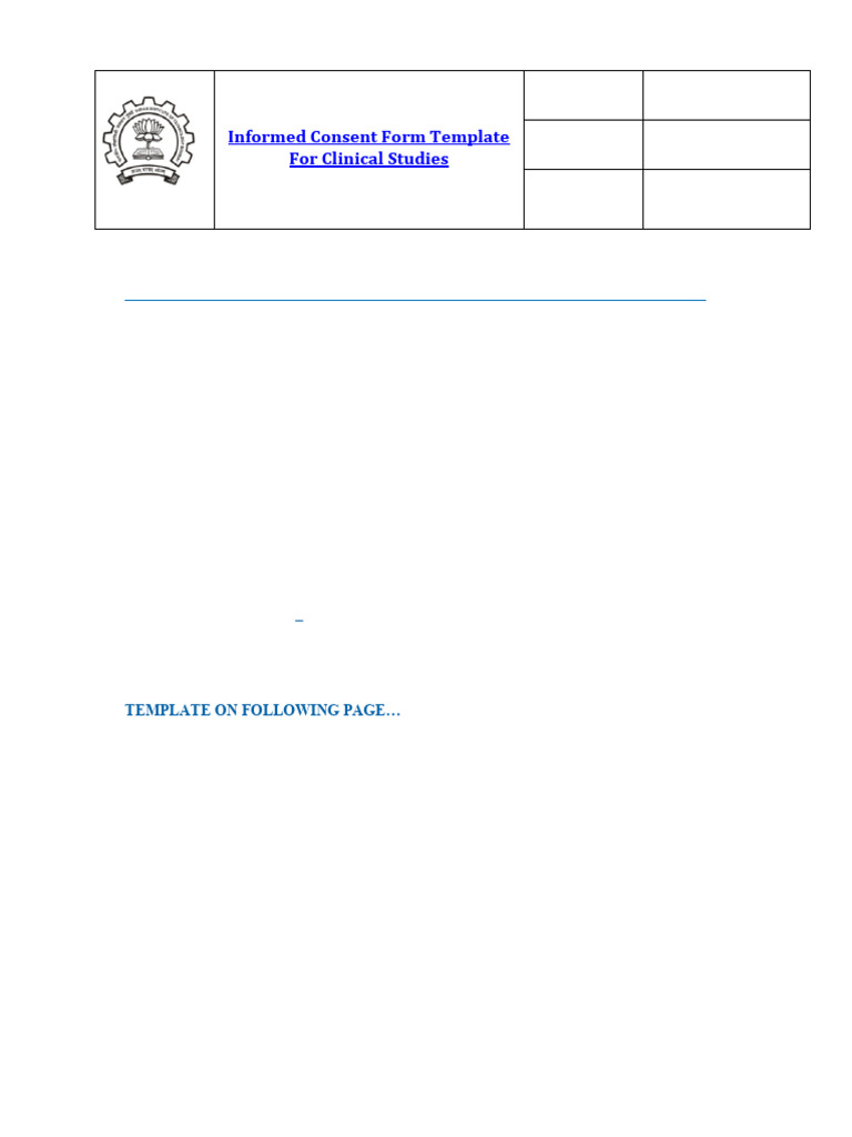 Informed Consent Form Template for Trials | PDF | Clinical Trial ...