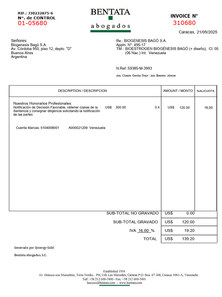 Invoice N°: Caracas, Señores 21/05/2025 | PDF