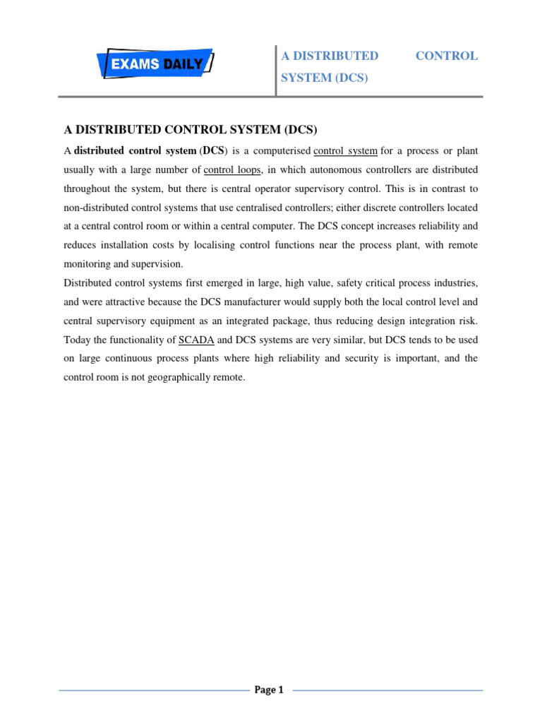 Distributed Control System DCS | PDF