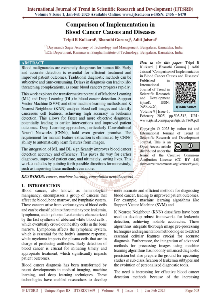 Comparison of Implementation in Blood Cancer Causes and Diseases | PDF ...