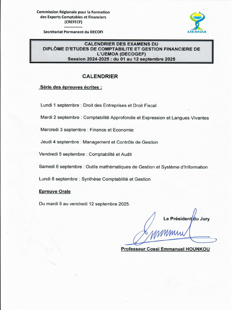 Calendrier DECOGEF 2025 Signé | PDF