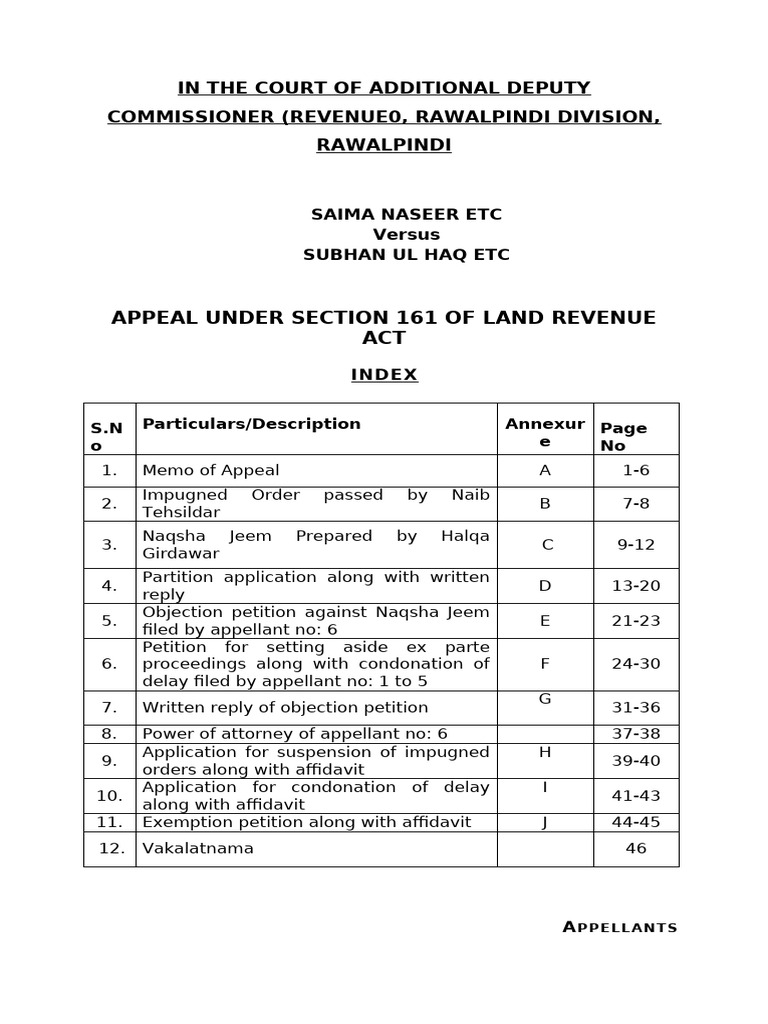 Index Appeal ADCR RWP | PDF