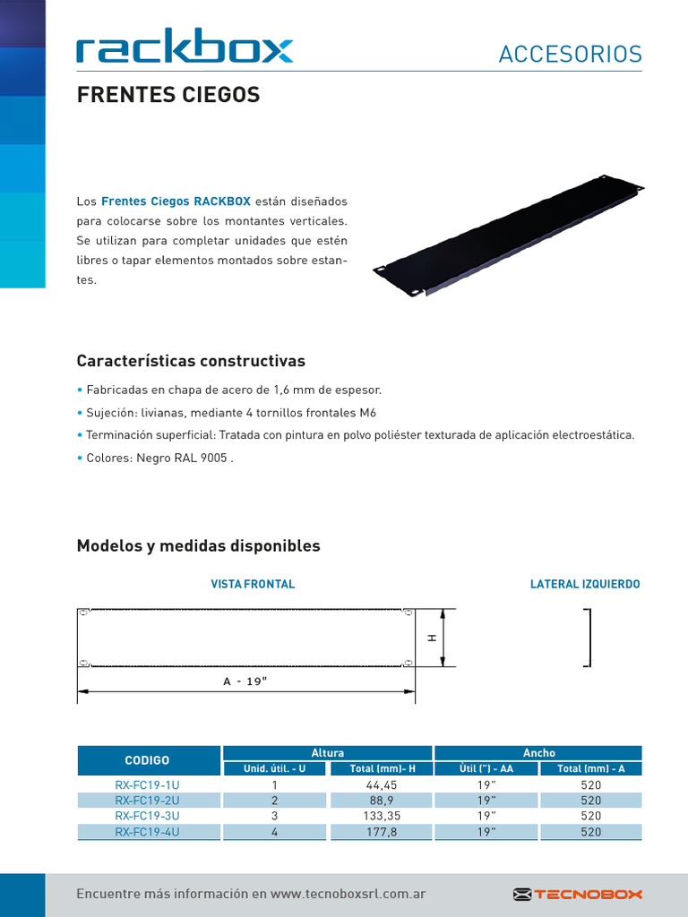 11 - Acc Racks - Frentes Ciegos - 2019 | PDF