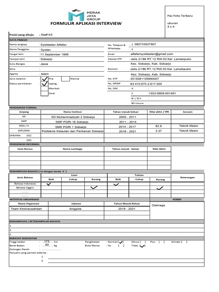 Form Aplikasi MJB (New 2025) | PDF