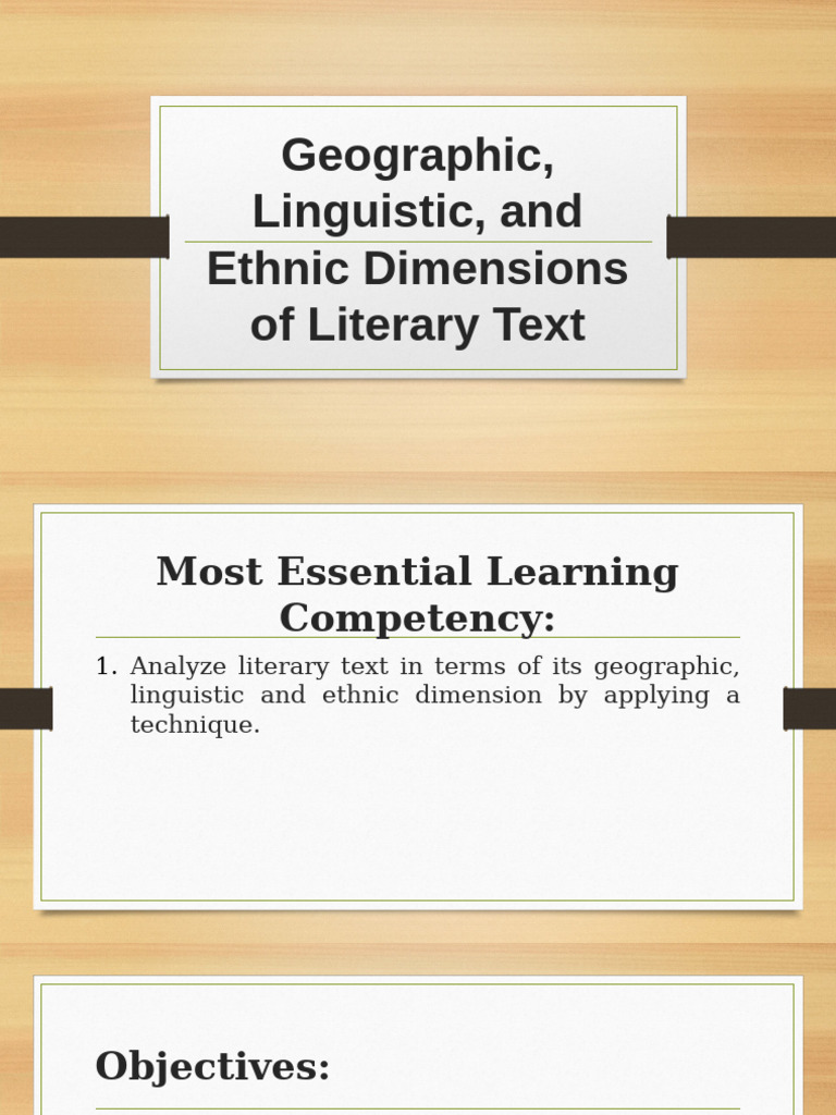 LESSON 2 Geographical Linguistic and Enthic Dimension of A Literary ...