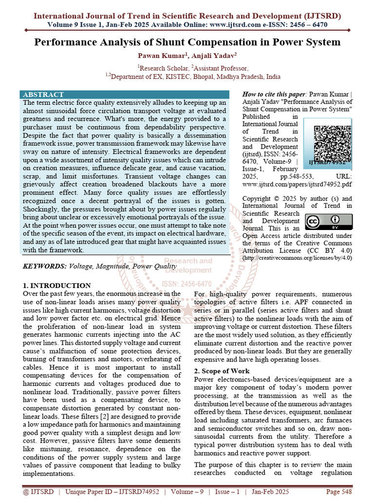 Performance Analysis of Shunt Compensation in Power System | PDF ...