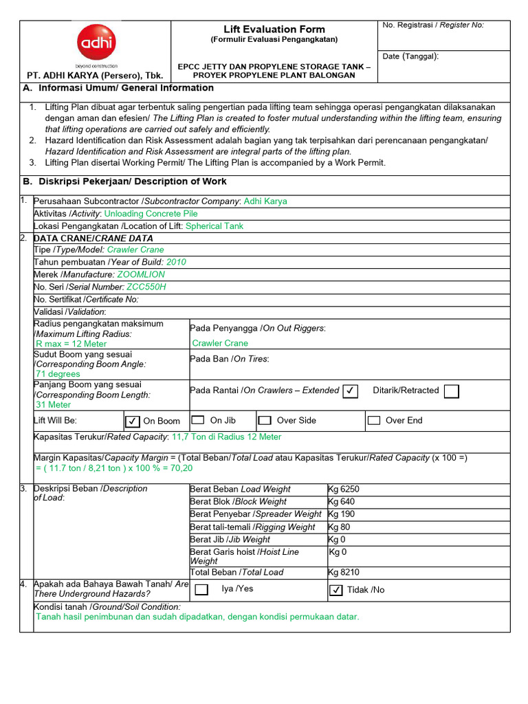 Lifting Plan for Propylene Plant Project | PDF | Crane (Machine ...