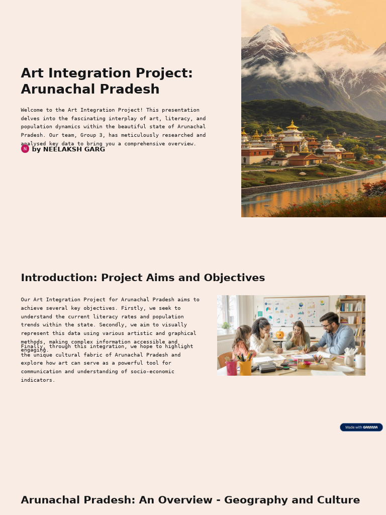 Art Integration Project: Arunachal Pradesh | PDF | Literacy | Pie Chart