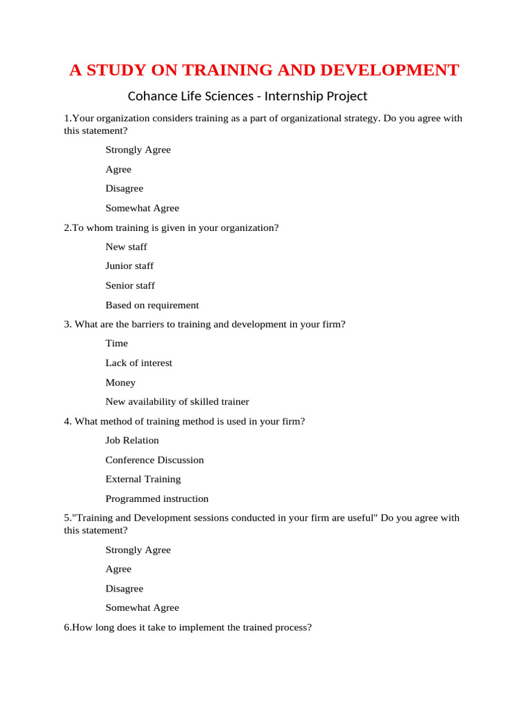 A Study On Training and Development | PDF