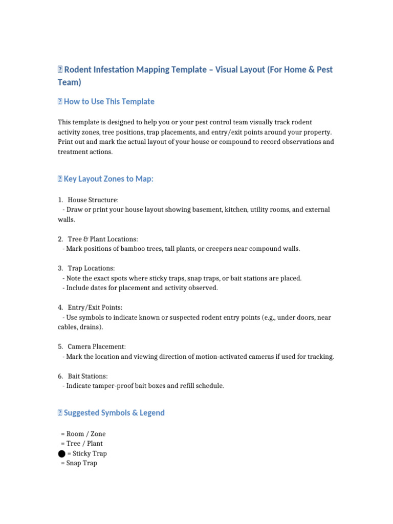Rodent Infestation Layout Template | PDF