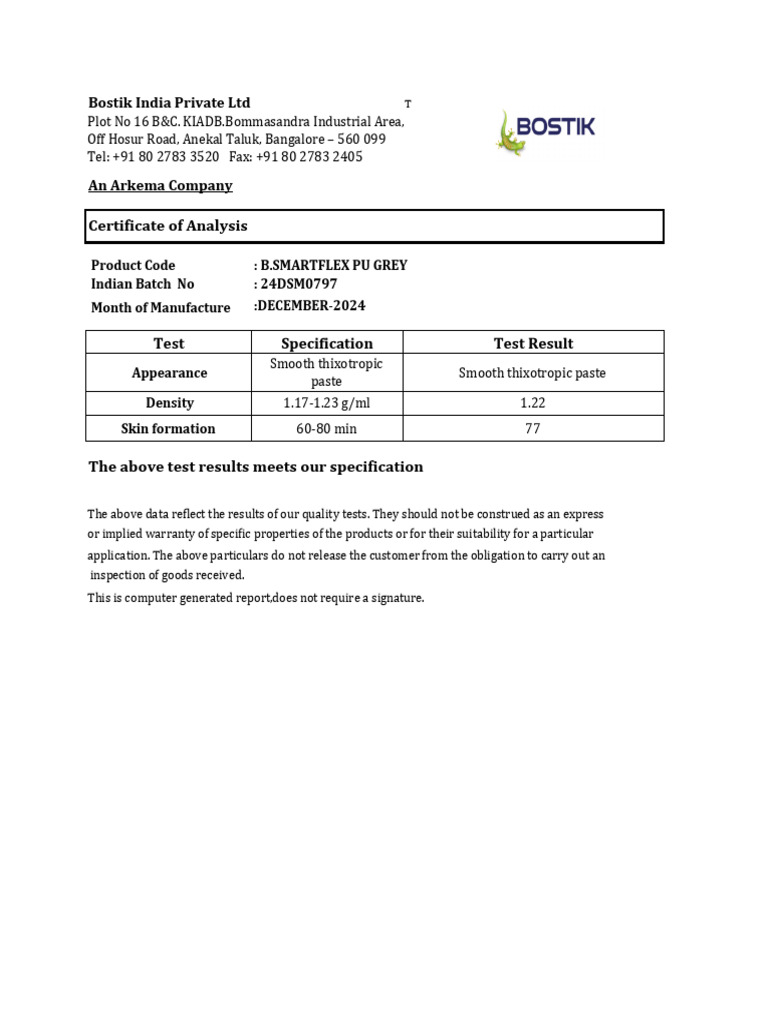 Bostik Smartflex PU Data Sheet | PDF
