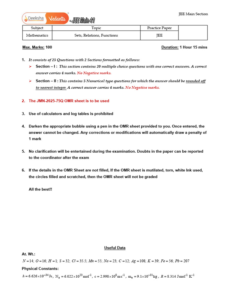 01-JMN11PP Mathematics - 30-06-2025 - M4 | PDF | Numbers | Arithmetic