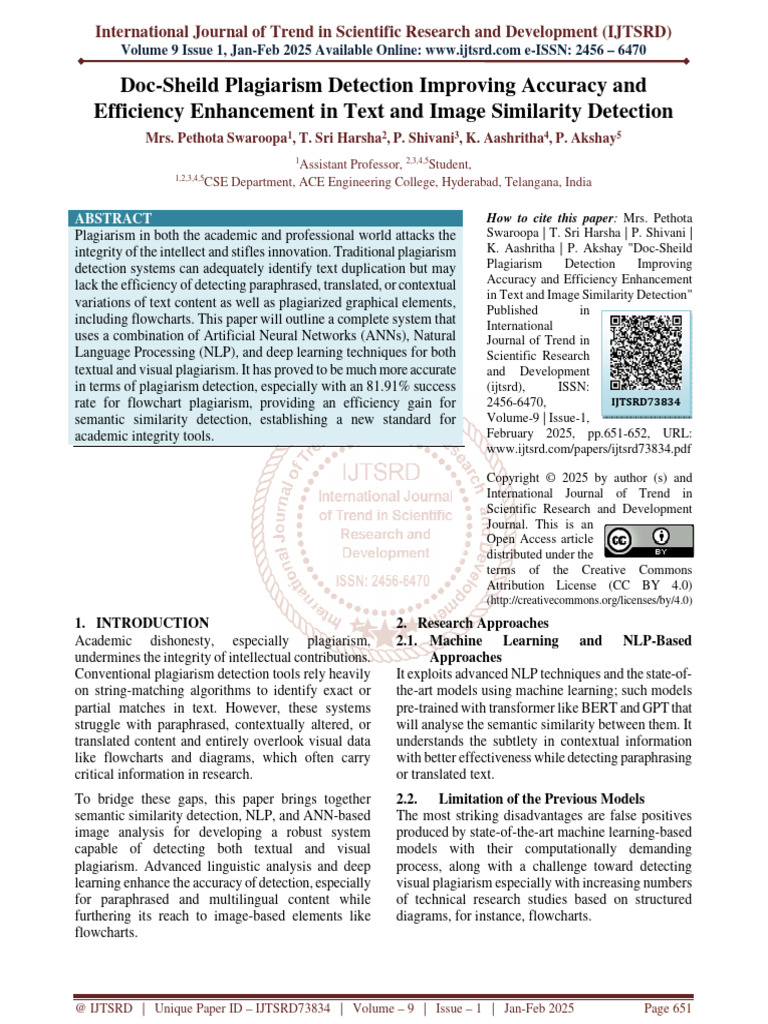 Sheild Plagiarism Detection Improving Accuracy and Efficiency Enhancement in Text and Image ...