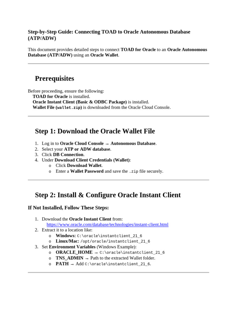 Connecting To Oracle Autonomous Database | PDF | Computer File | Databases
