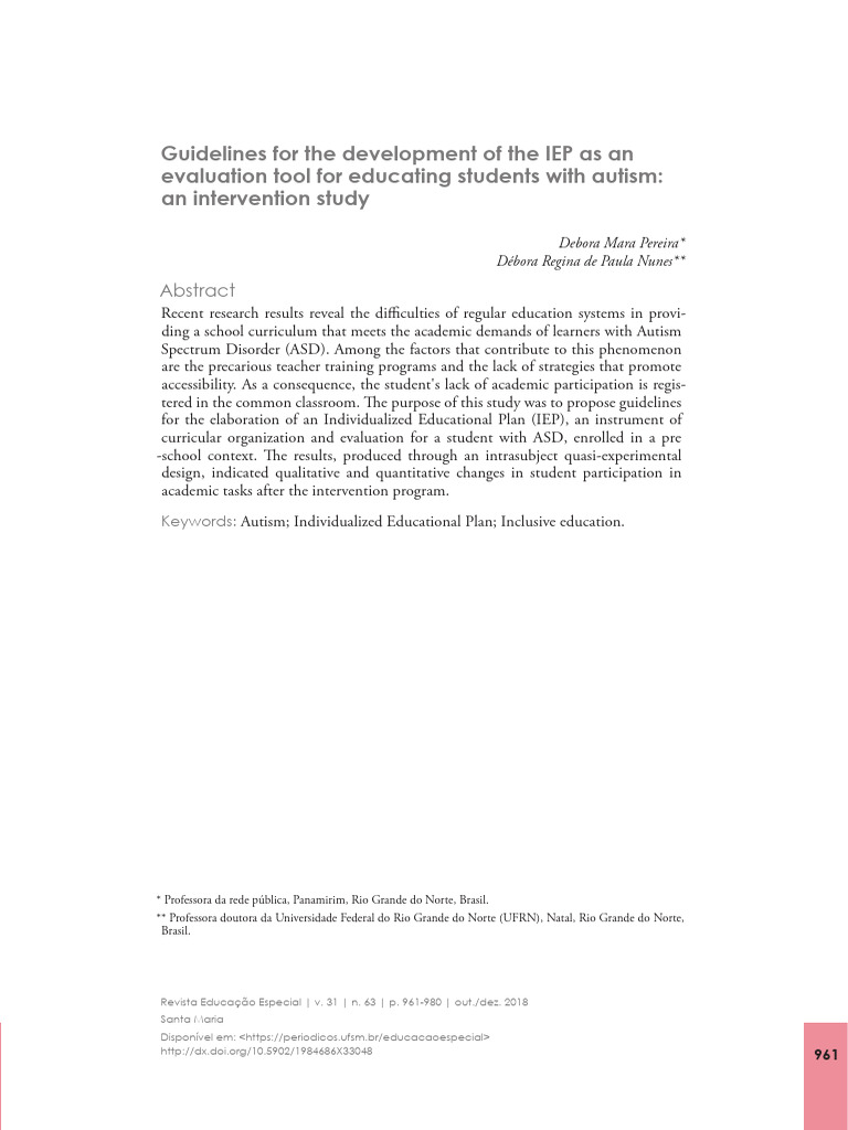 Diretrizes para A Elaboracao Do PEI Como Instrumen | PDF ...
